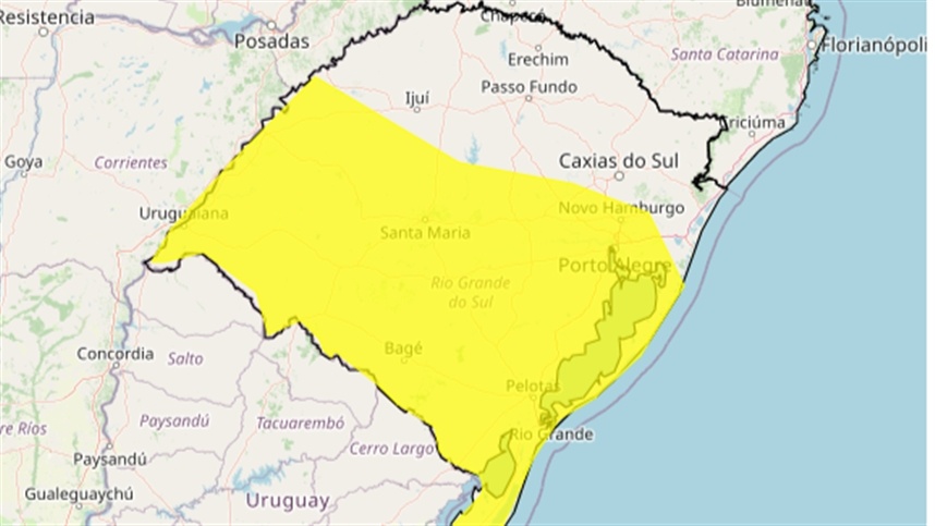 Alerta de tempestade no Rio Grande do Sul